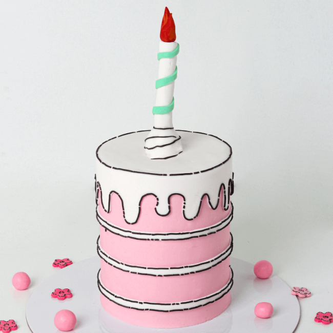 Comic Pink Cake - Perfect for Birthdays and Celebrations