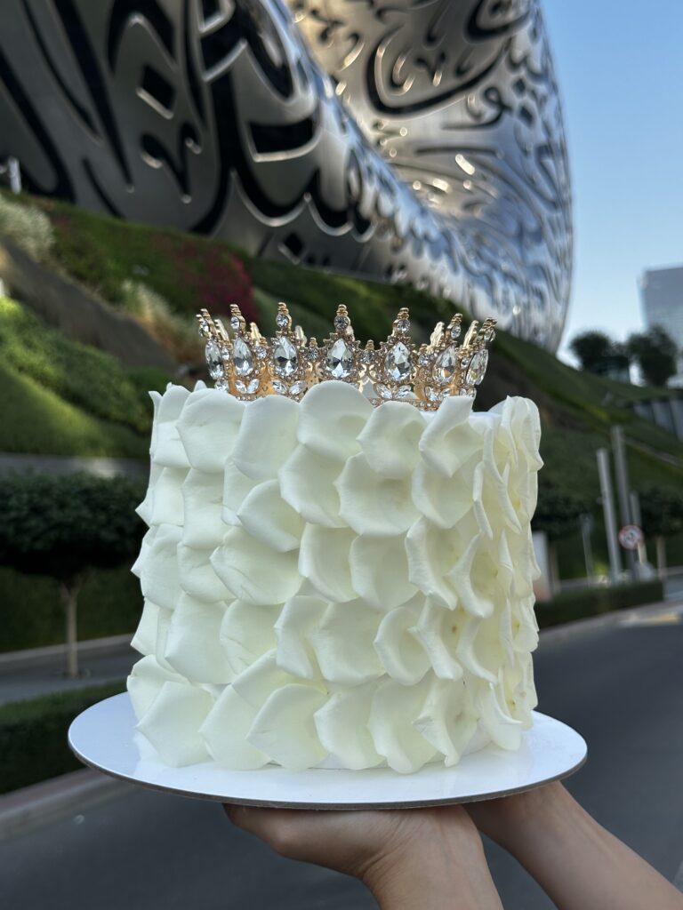 Ivory Petals Crown Cake | Elegant Floral Cake Design