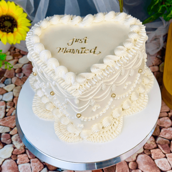 Just Married Heart Cake