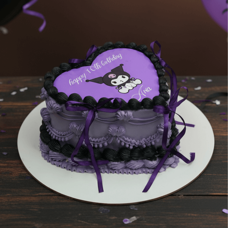 Kuromi Heart Cake – Cute Sanrio Theme Cake